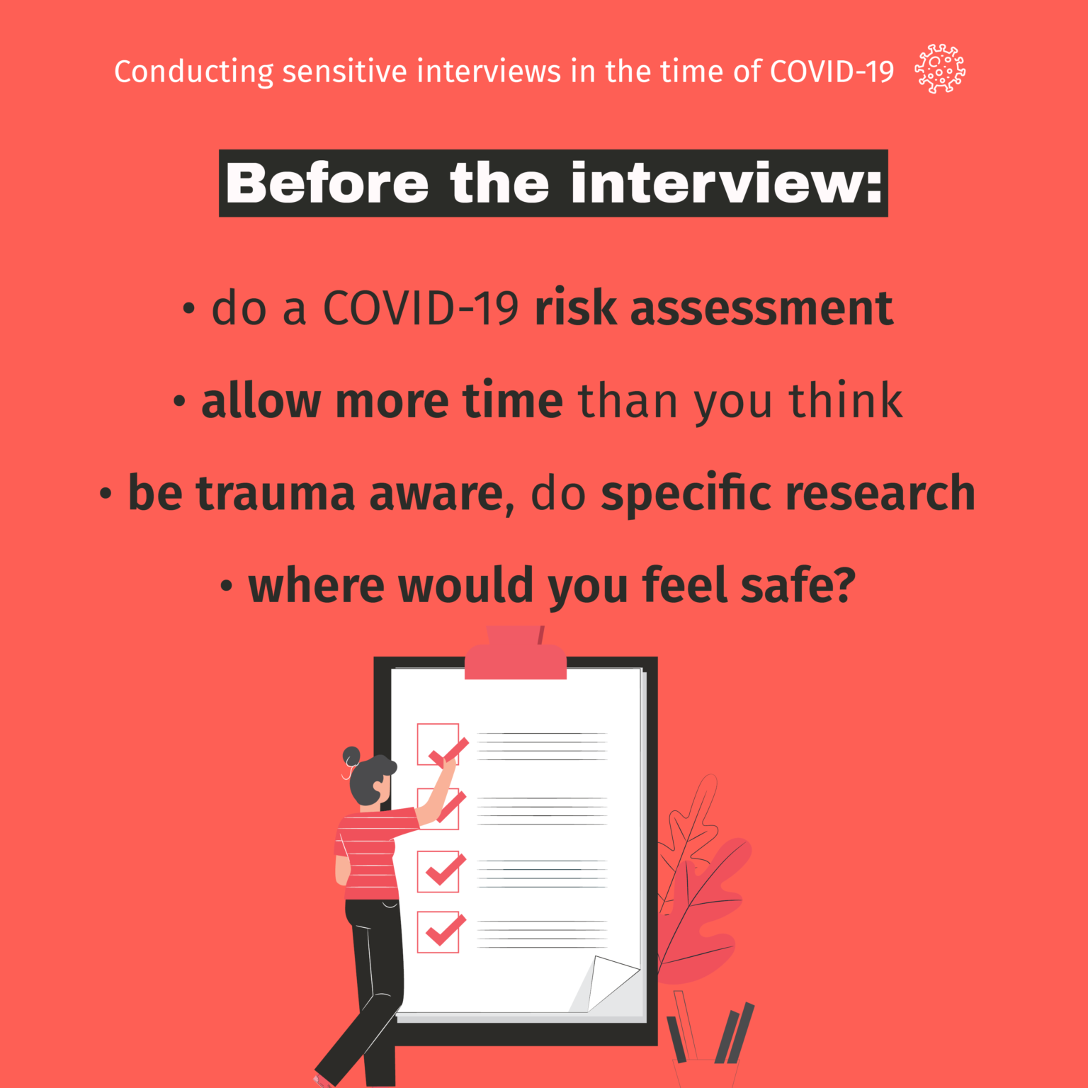 Conducting sensitive interviews in the time of Covid-19